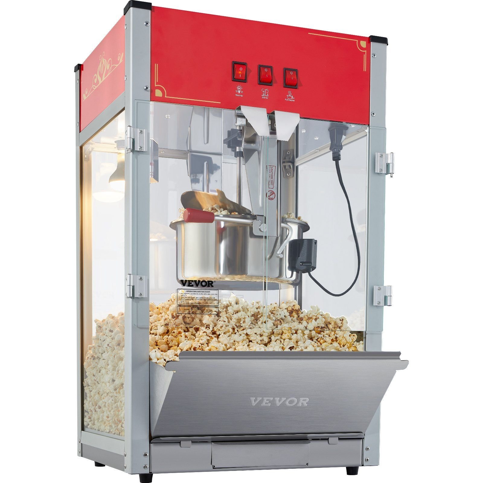 VEVOR Popcorn Popper Machine 12 Oz Countertop Popcorn Maker 1440W 80 ...