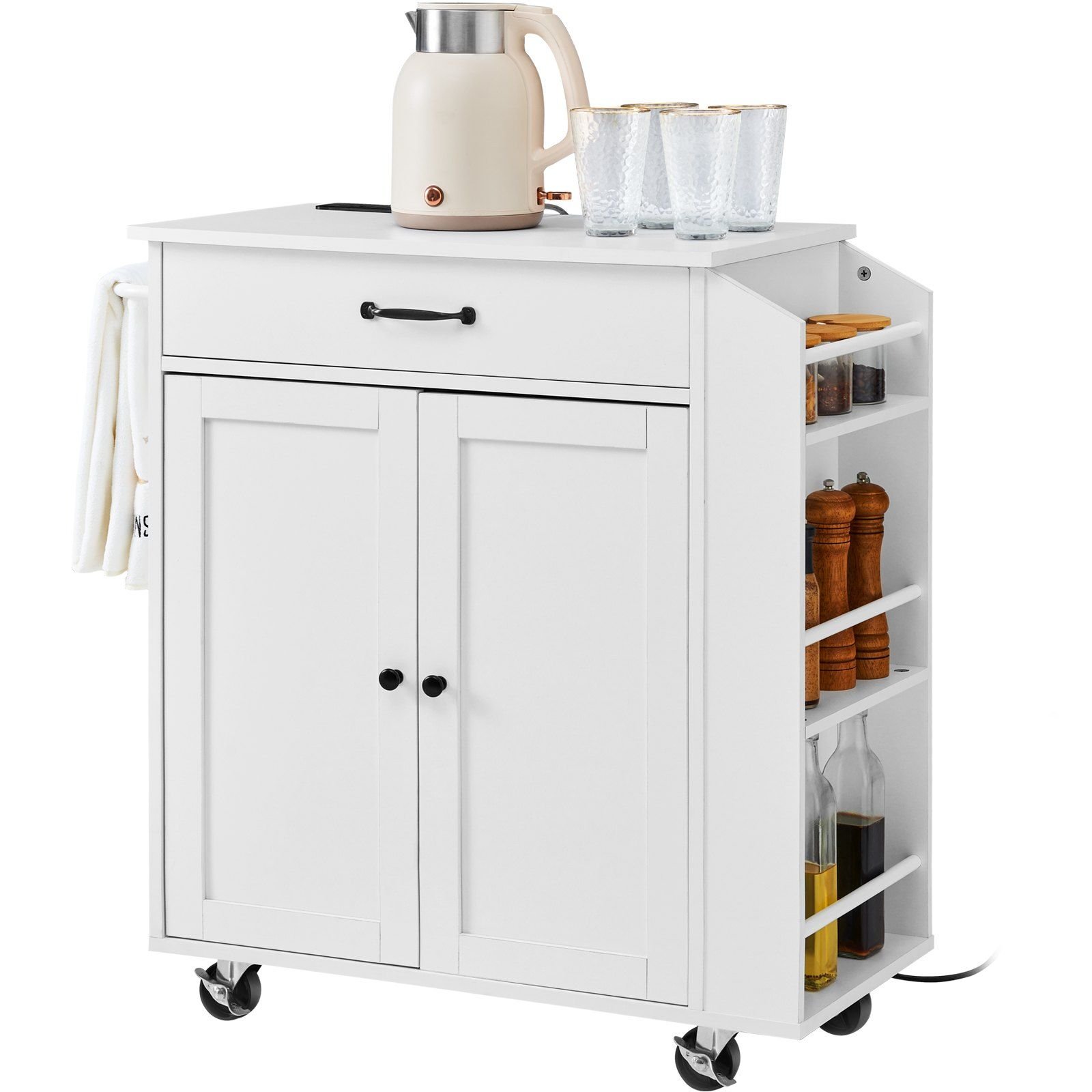 VEVOR Kitchen Island Cart Rolling Storage Cabinet on Wheel with ...